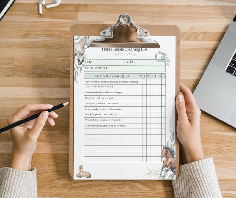 Stable Cleaning Checklist Printable PDF | Horse Cleaning List | Equine ...