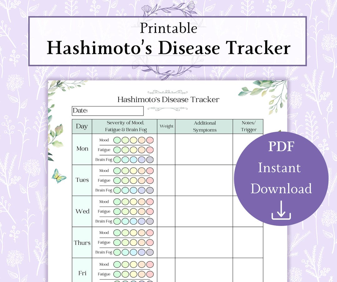 Hashimoto's Disease Tracker Printable PDF | Thyroid Health Tracker ...
