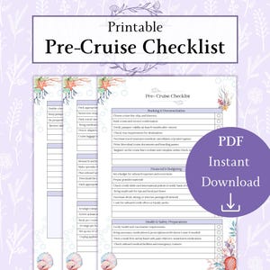 Pre Cruise Checklist Printable PDF | Cruise Planner | Cruise Essentials ...