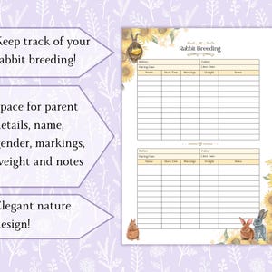 Rabbit Breeding Record Printable PDF | Rabbitry Log | Homestead Rabbits ...