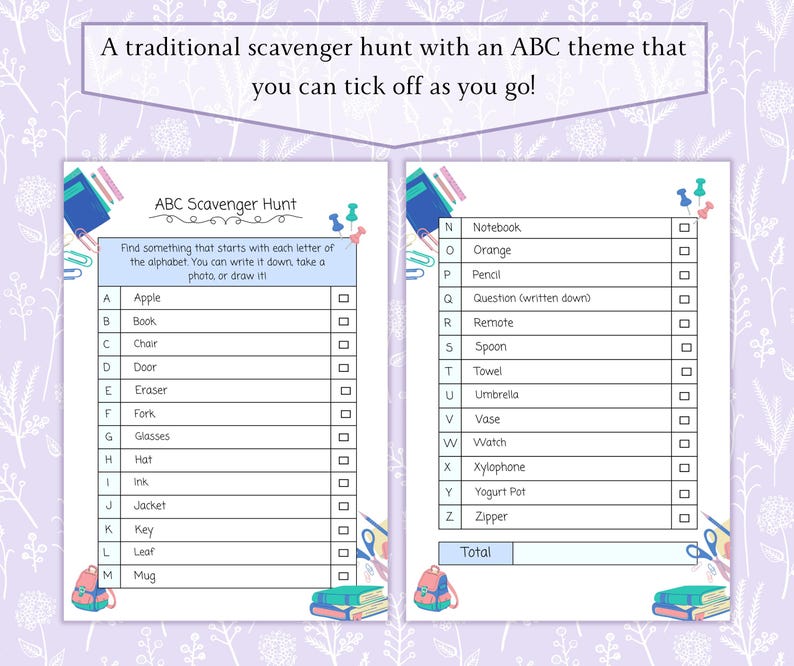 ABC Scavenger Hunt Printable PDF | Alphabet Scavenger Hunt | ABC Game ...