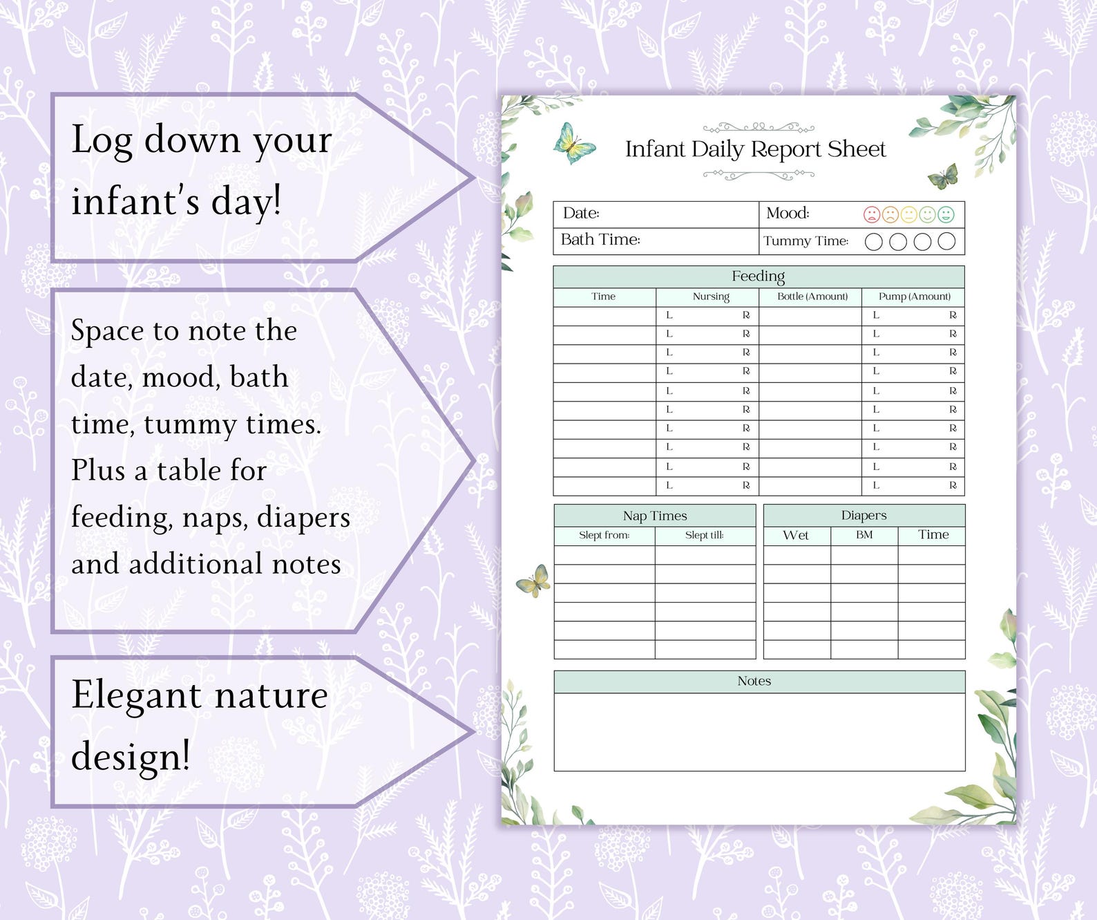 Simple Infant Daily Report Sheet Printable PDF | Infant Daily Log ...