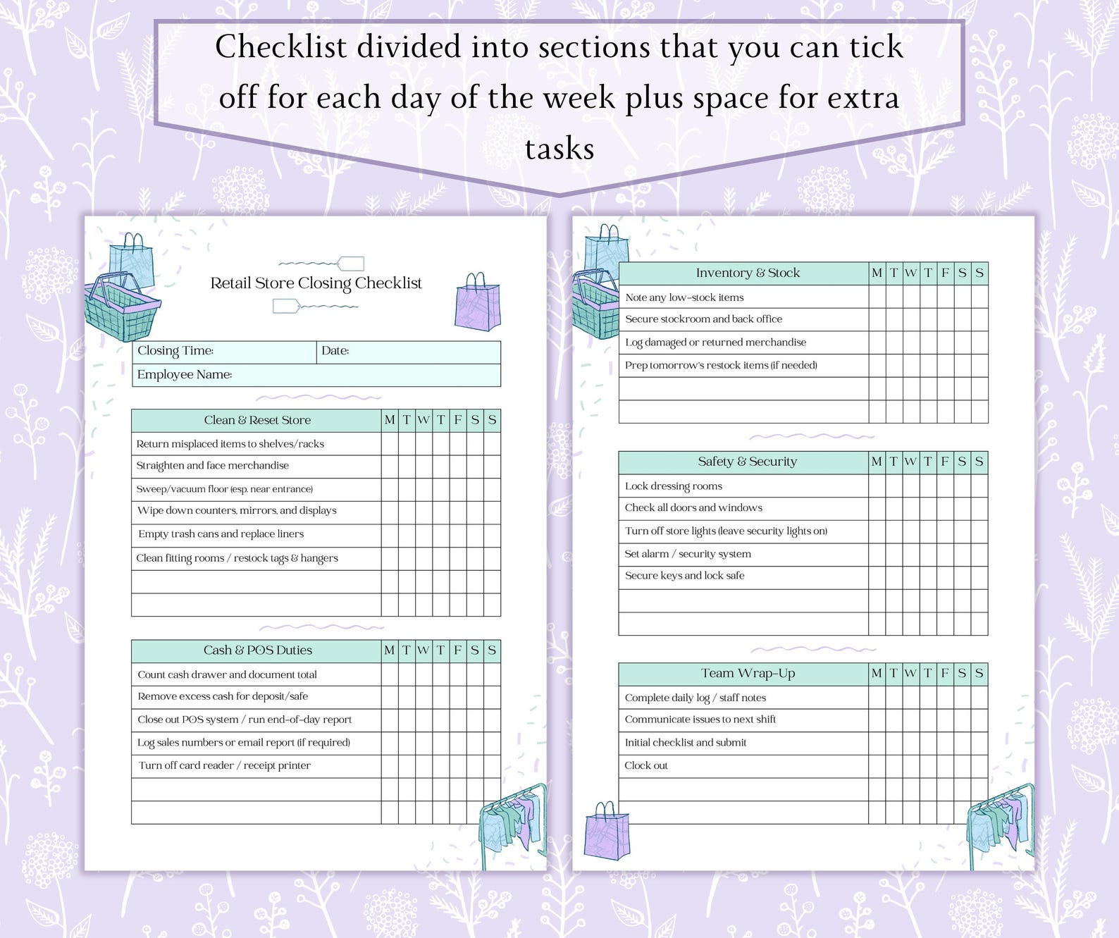 Retail Store Closing Checklist Printable PDF | Retail Checklist | Store ...