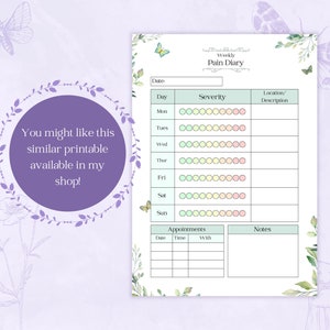Pain Tracker With Body Map Printable PDF | Pain Diary | Symptom Journal ...