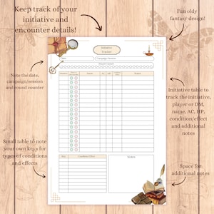 Initiative Tracker Printable PDF | Dnd DM Toolkit | Dungeon Master Dnd ...