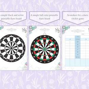 Darts Bundle Printable PDF | Dart Cricket Scorecard | Printable Darts ...