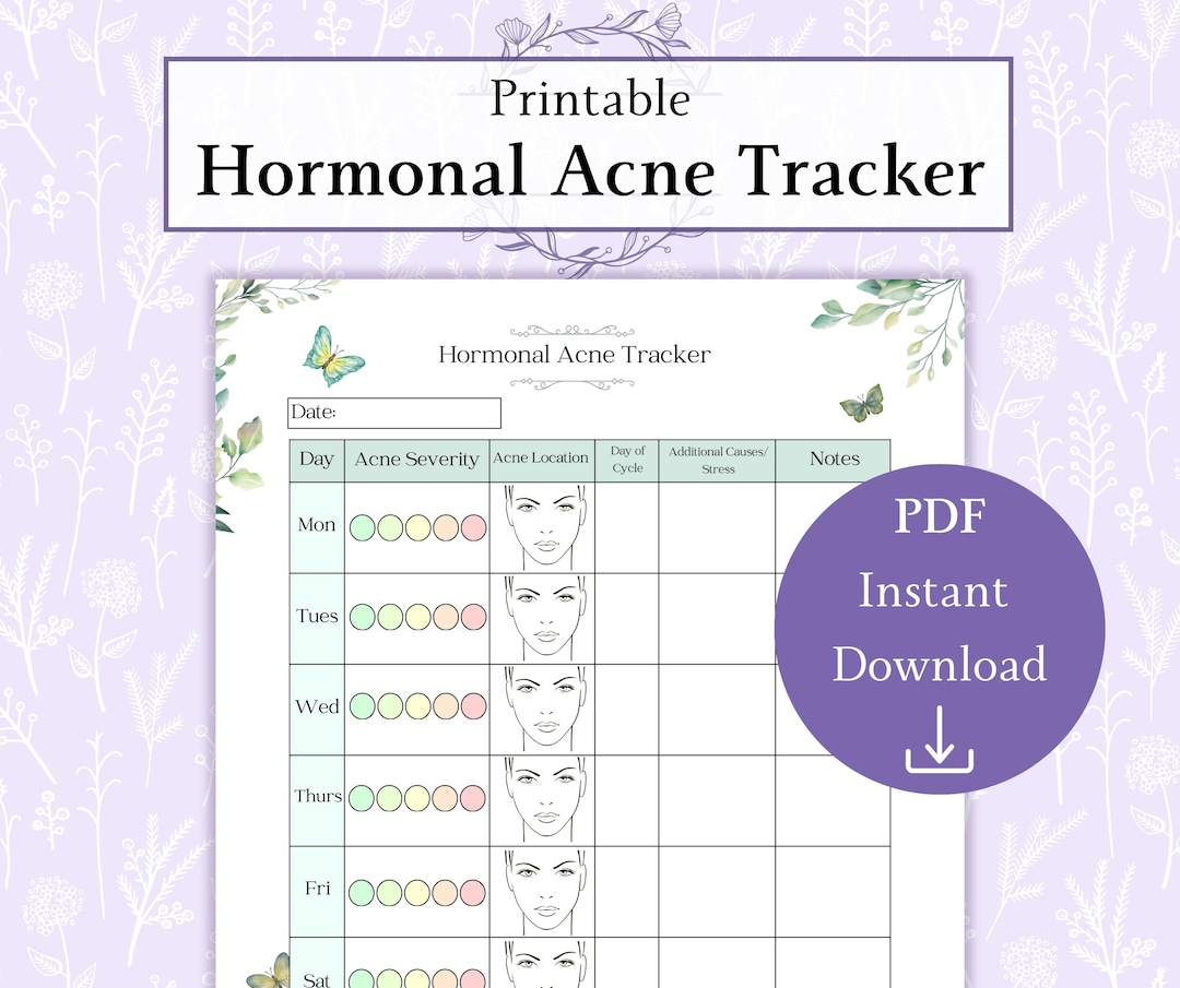 Hormonal Acne Tracker Printable PDF | Weekly Acne Log | Skin Analysis ...