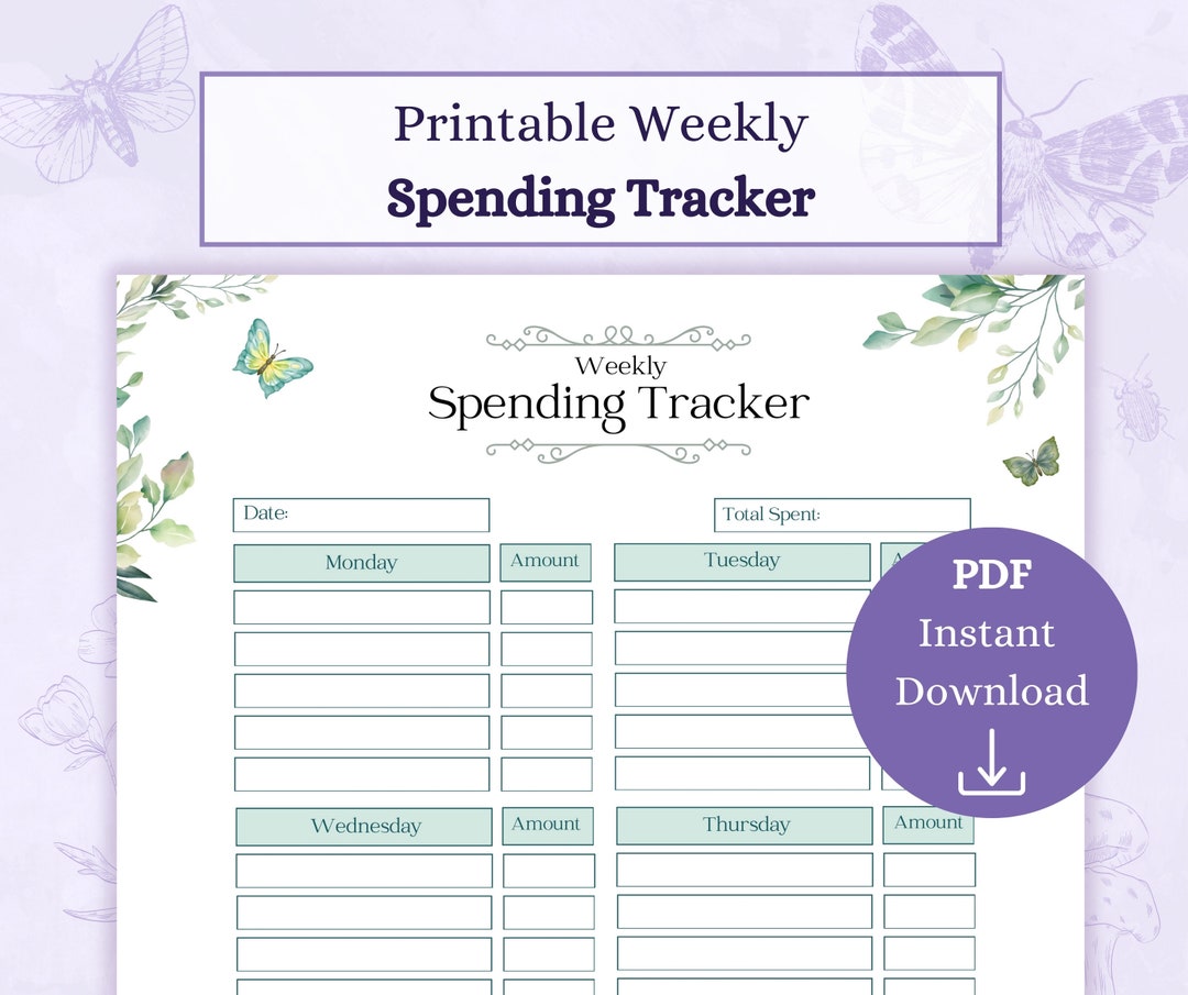 Weekly Spending Tracker Printable PDF | Spending Journal | Weekly ...