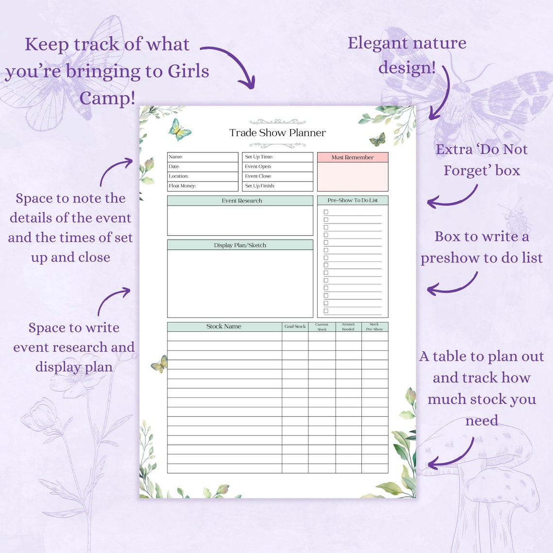 Trade Show Planner Printable PDF | Craft Fair Planner | Small Business ...