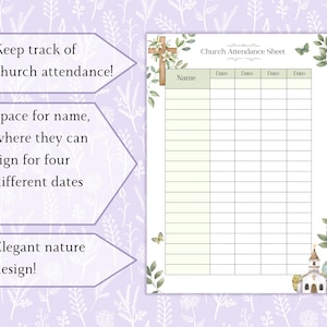 Church Attendance Sheet Bundle Printable PDF | Attendance Chart ...
