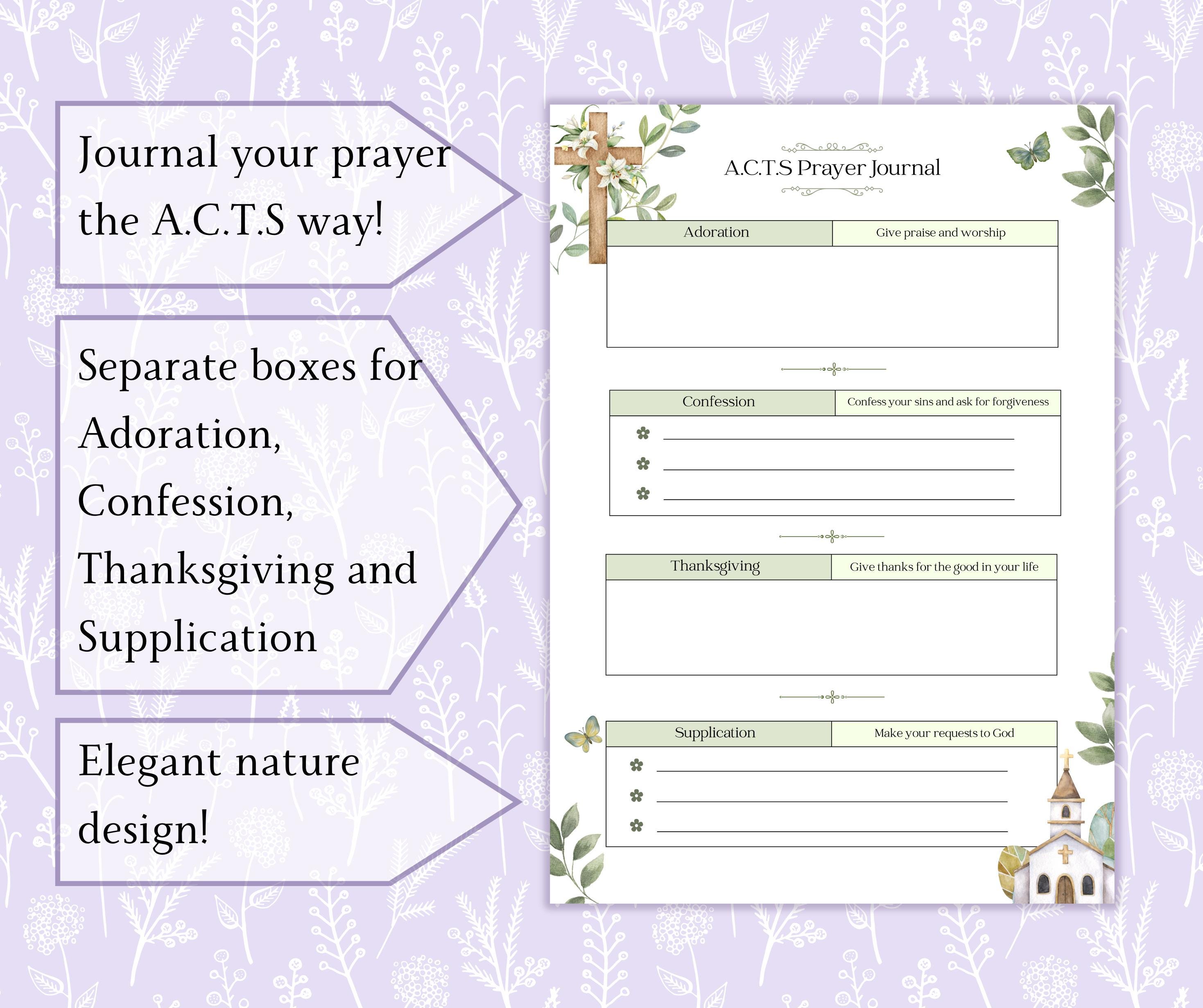 ACTS Prayer Journal Printable PDF | ACTS Bible Study | Daily Devotion | Prayer Tracker | Acts ...