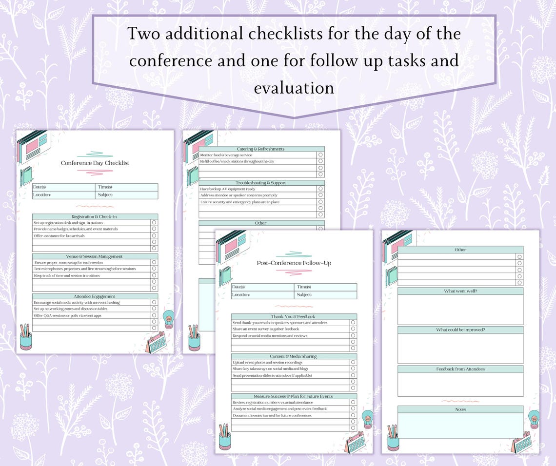 Conference Forms Bundle Printable PDF | Conference Checklist | Follow ...