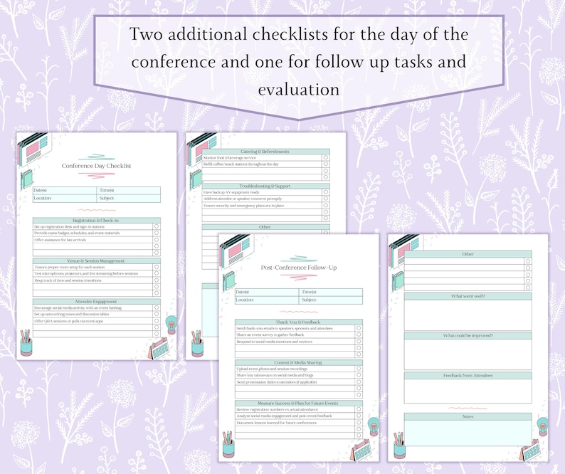 Conference Forms Bundle Printable PDF | Conference Checklist | Follow ...