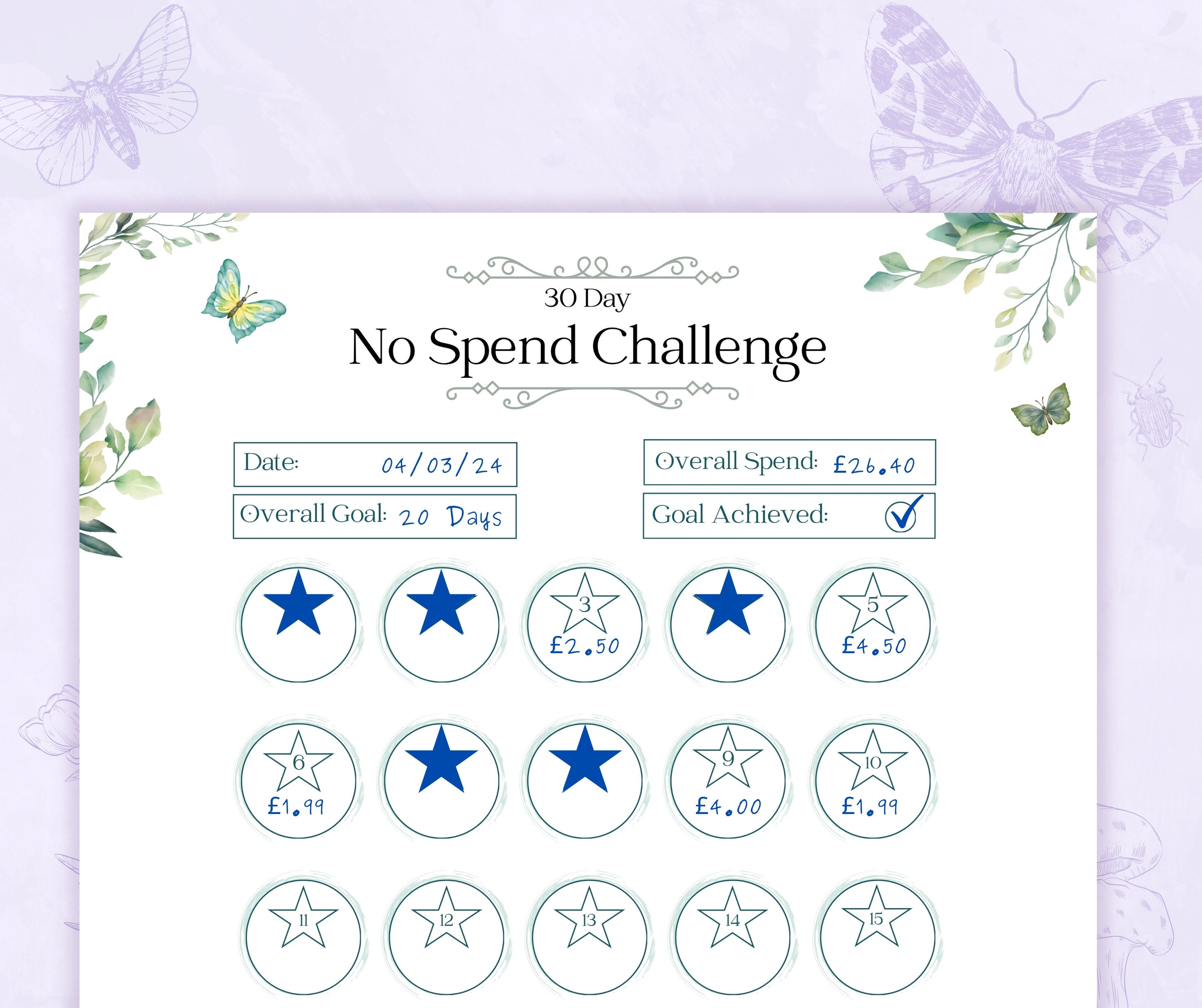 No Spend Challenge Printable PDF 30 Day Saving Challenge Money Saving ...