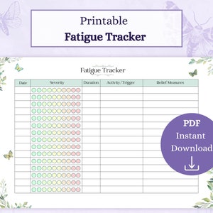 Fatigue Tracker Printable PDF | Energy Tracker | Chronic Fatigue Log ...