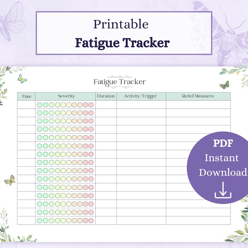 Printable Fatigue Diary - Etsy UK
