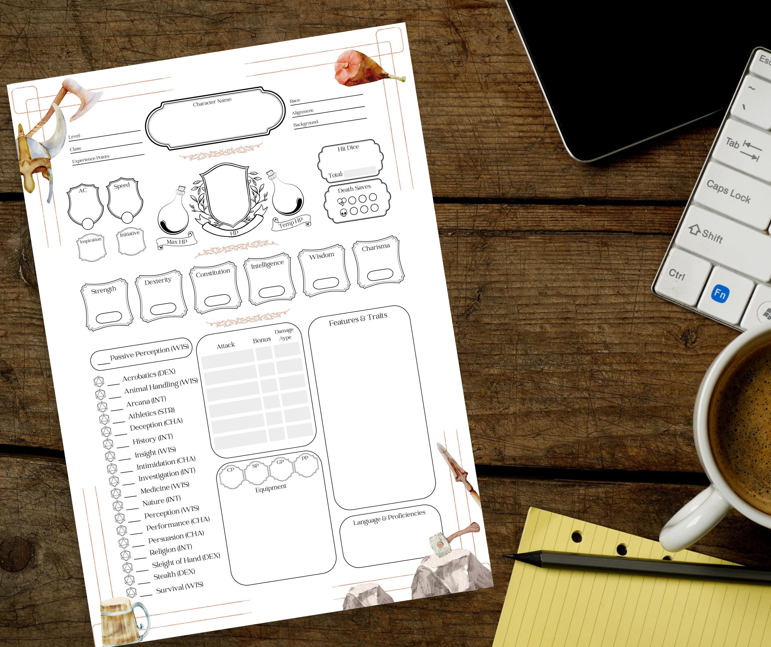Barbarian Character Backstory Sheet Printable PDF | Dnd Class Barbarian ...
