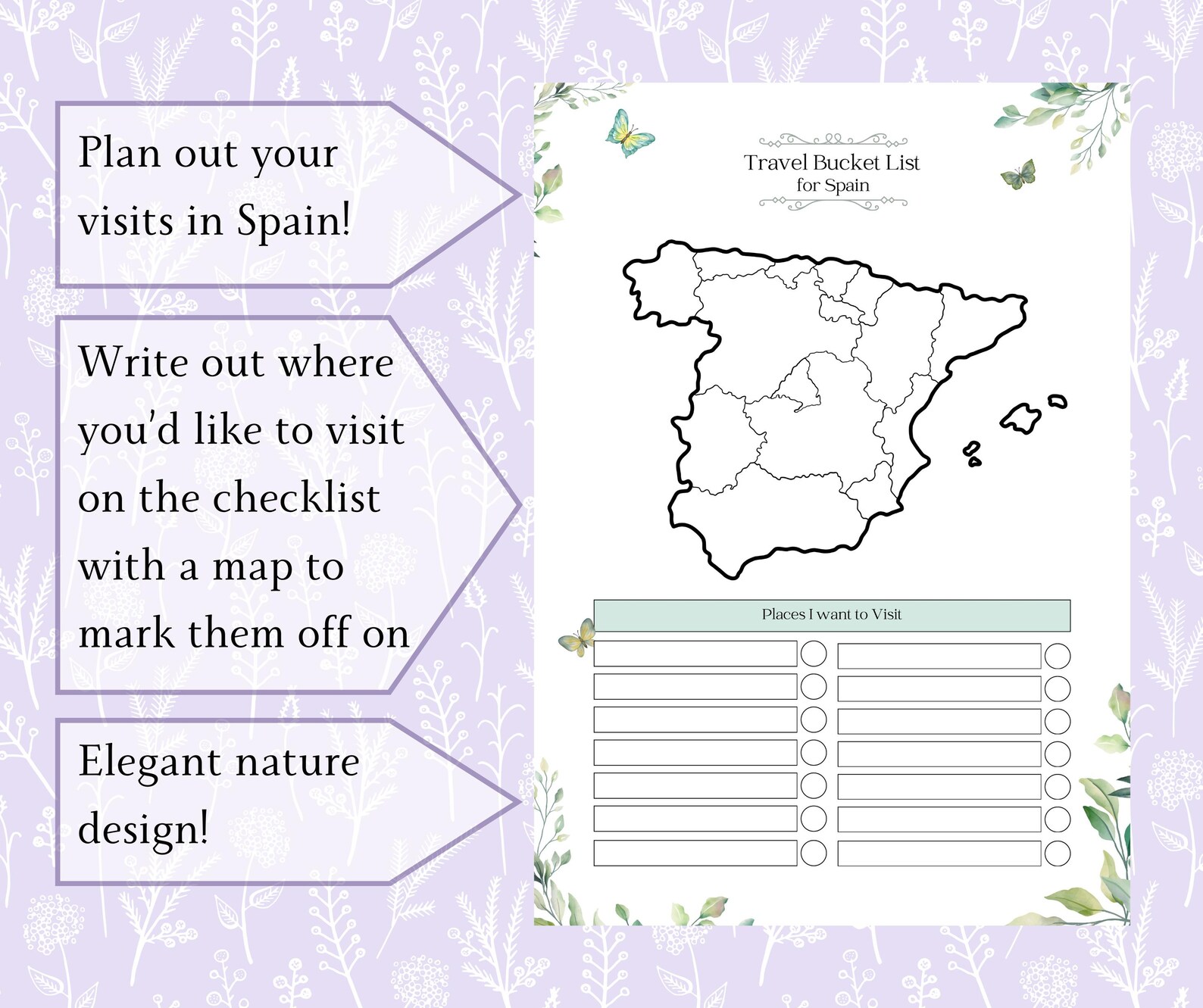 Spain Travel Bucket List Printable PDF | Spanish Map Travel Checklist ...