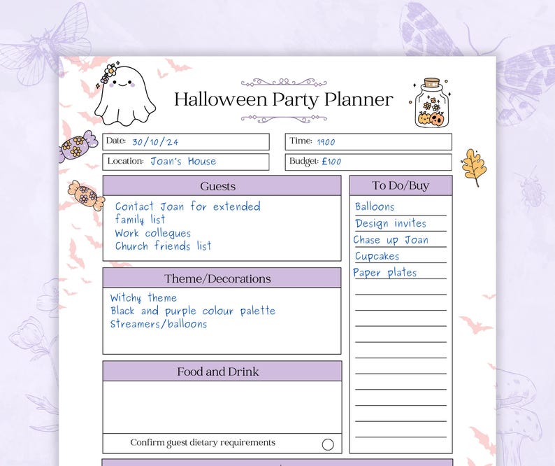 Halloween Planner Printable PDF | Halloween Party Planner | Spooky to ...