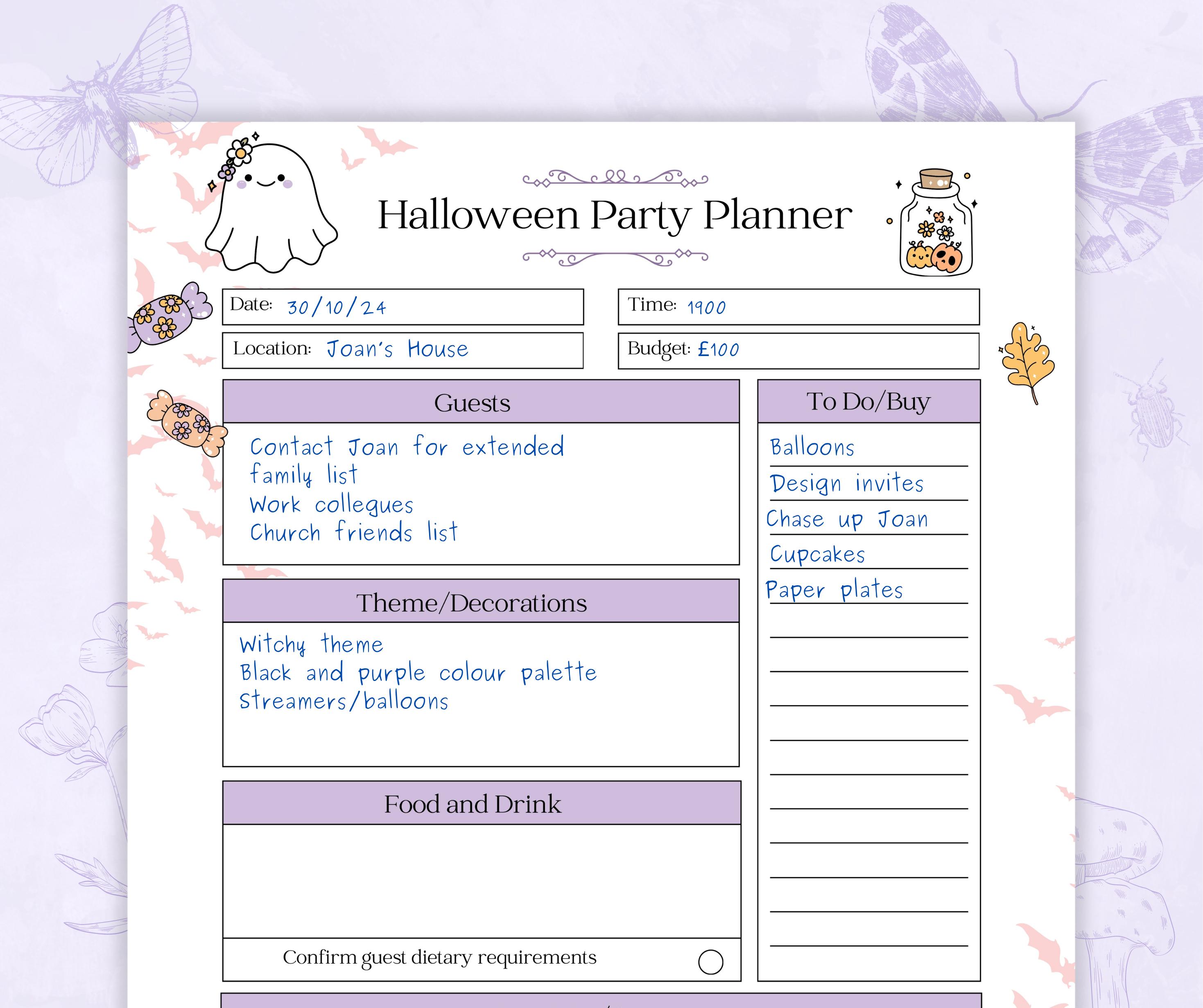 Halloween Planner Printable PDF | Halloween Party Planner | Spooky to ...