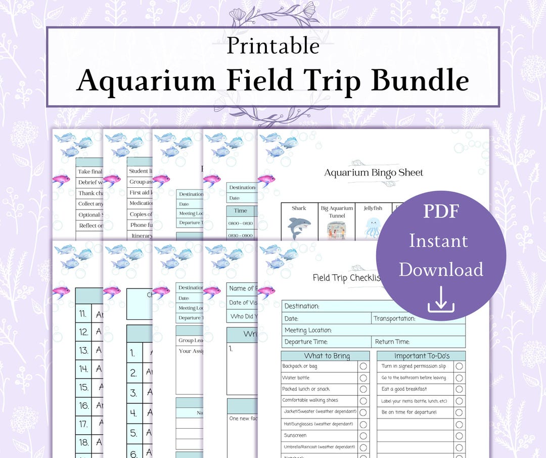 Aquarium Field Trip Bundle Printable PDF, Aquarium Activity, Aquarium ...