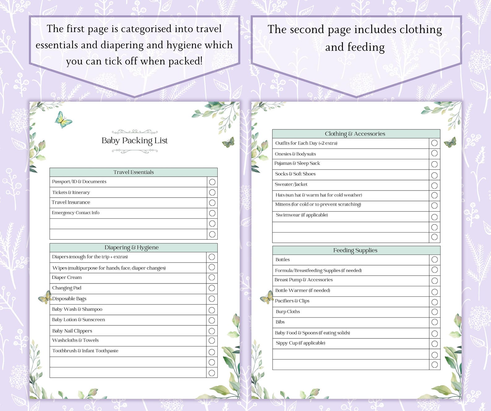 Baby Travel Packing List Printable PDF | Vacation Planner | Infant ...
