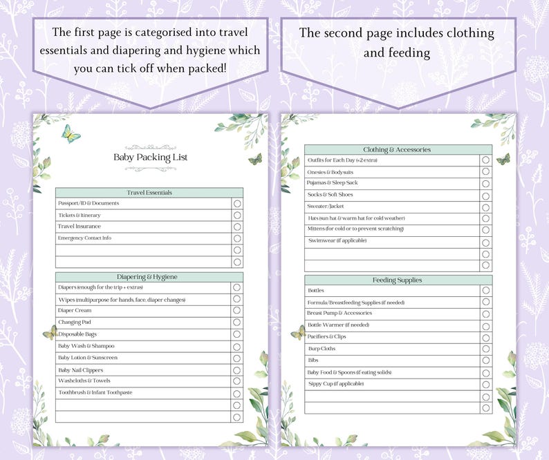 Baby Travel Packing List Printable PDF | Vacation Planner | Infant ...