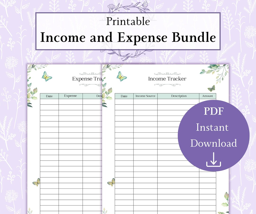 Income and Expense Tracker Bundle Printable PDF | Financial Planner ...