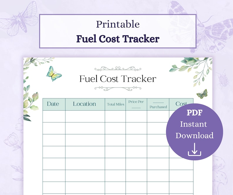 Fuel Cost Tracker Printable PDF | Expense Log | Fuel Tracker | Mileage ...