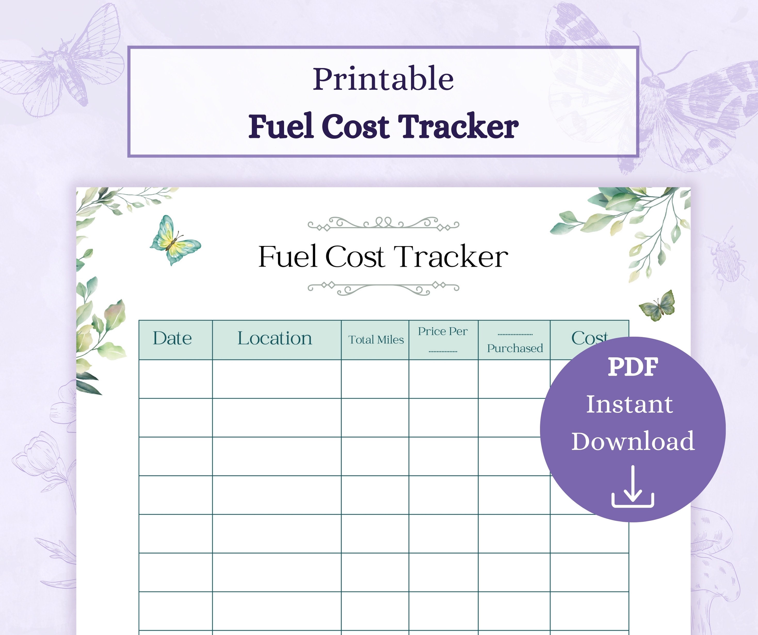 Fuel Cost Tracker Printable PDF | Expense Log | Fuel Tracker | Mileage ...
