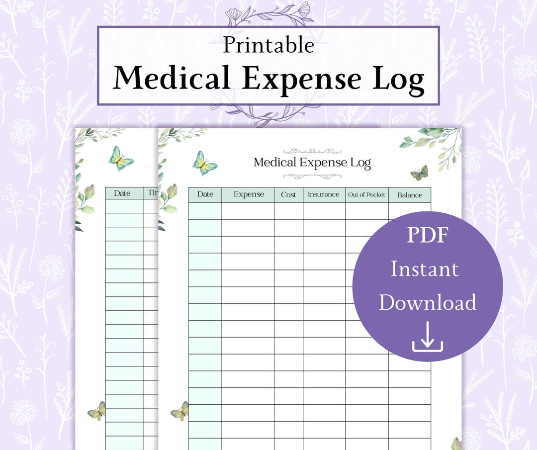 Medical Bill Tracker Printable PDF | Medical Expense Log | Doctor ...