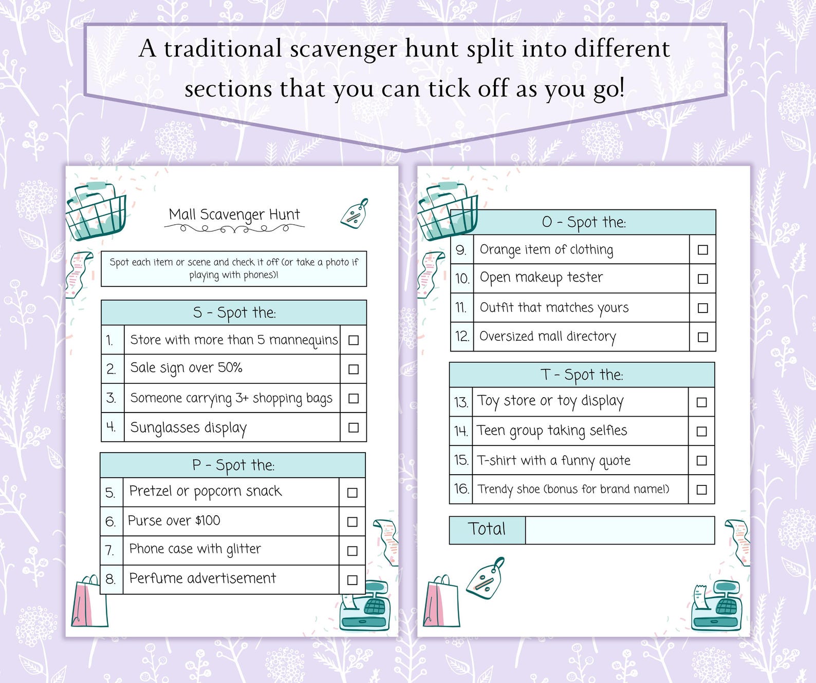 Mall Scavenger Hunt Printable PDF | Kids Scavenger Hunt | Mall Game for ...