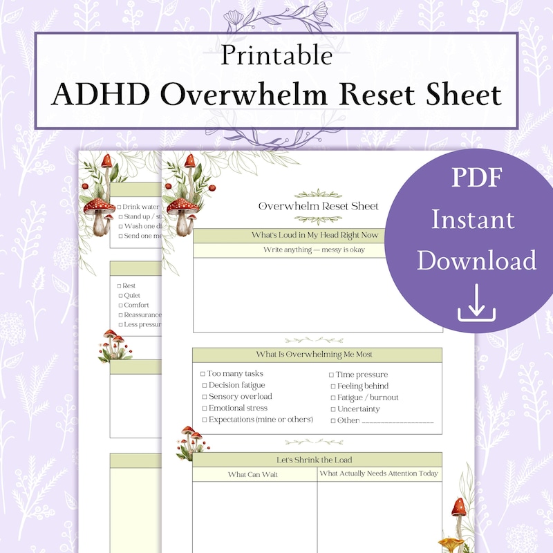 Overwhelm Reset Sheet - Etsy UK