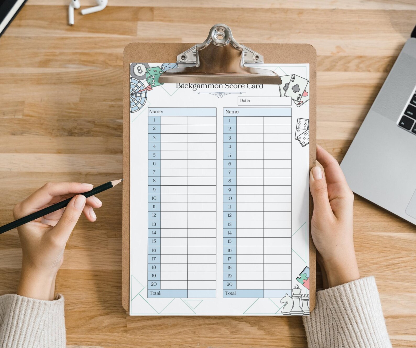 Backgammon Score Card Printable PDF | Board Game Lover Score Board ...