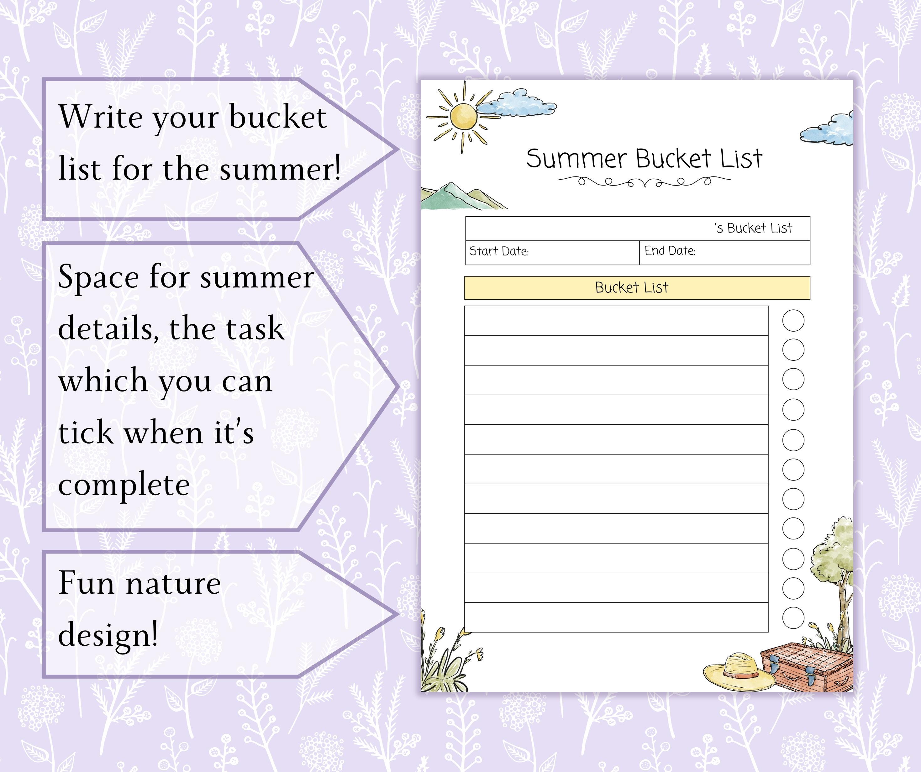 Summer Bucket List for Kids Printable PDF | Summer Check List | Our ...