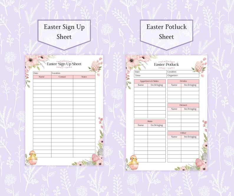 Easter Sign up Bundle Printable PDF | Easter Potluck Form | Sign up ...