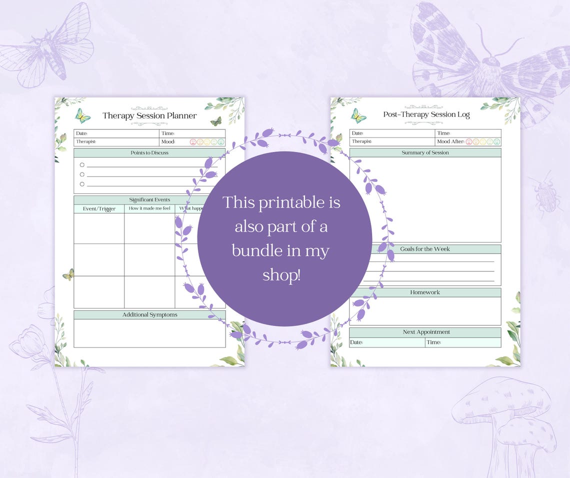 Therapy Session Planner Printable PDF | Pre Therapy Notes | Therapy ...