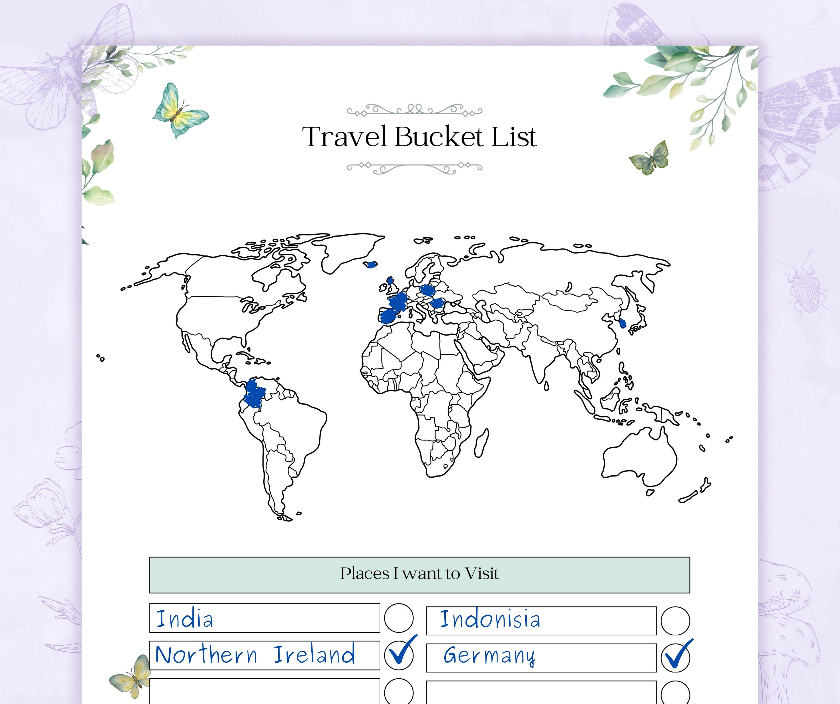 Travel Bucket List Printable PDF | World Map Checklist | Travel ...