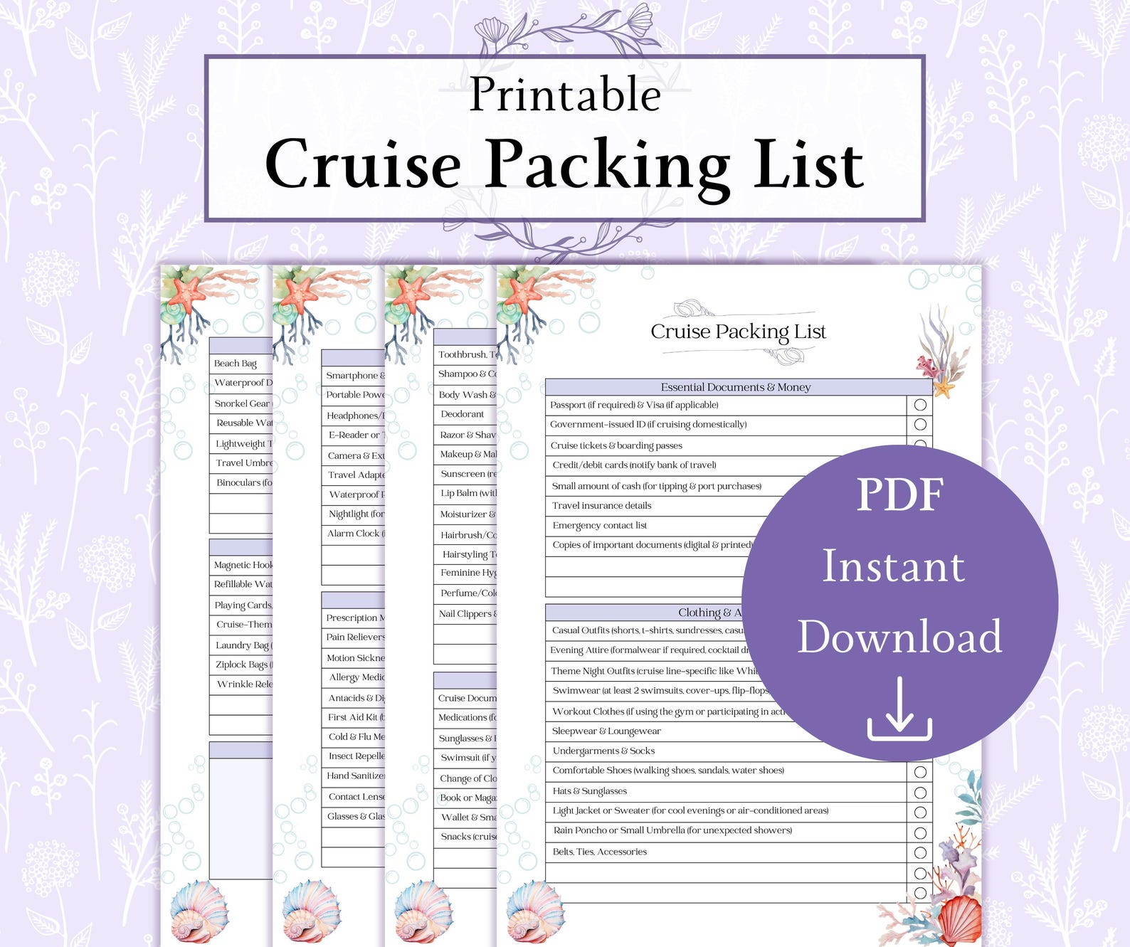 Cruise Packing Checklist Printable PDF | Pre Cruise Checklist | Travel ...
