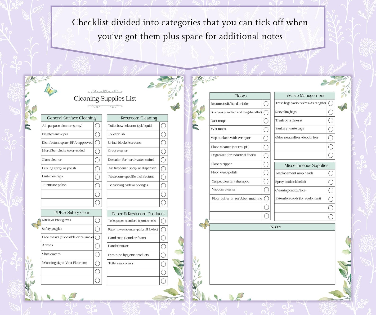 Cleaning Supply List Printable PDF | Cleaner Inventory Management ...