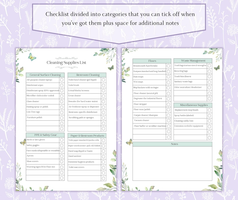 Cleaning Supply List Printable PDF | Cleaner Inventory Management ...