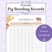 Pig Breeding Records Printable PDF | Pig Record Keeping | Pig Chart ...