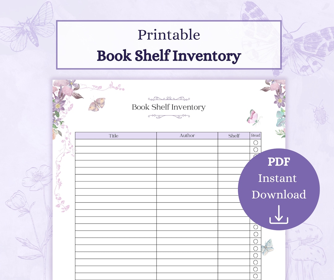 Book Shelf Inventory Printable PDF | Book Shelf Organizer | Reading Log ...
