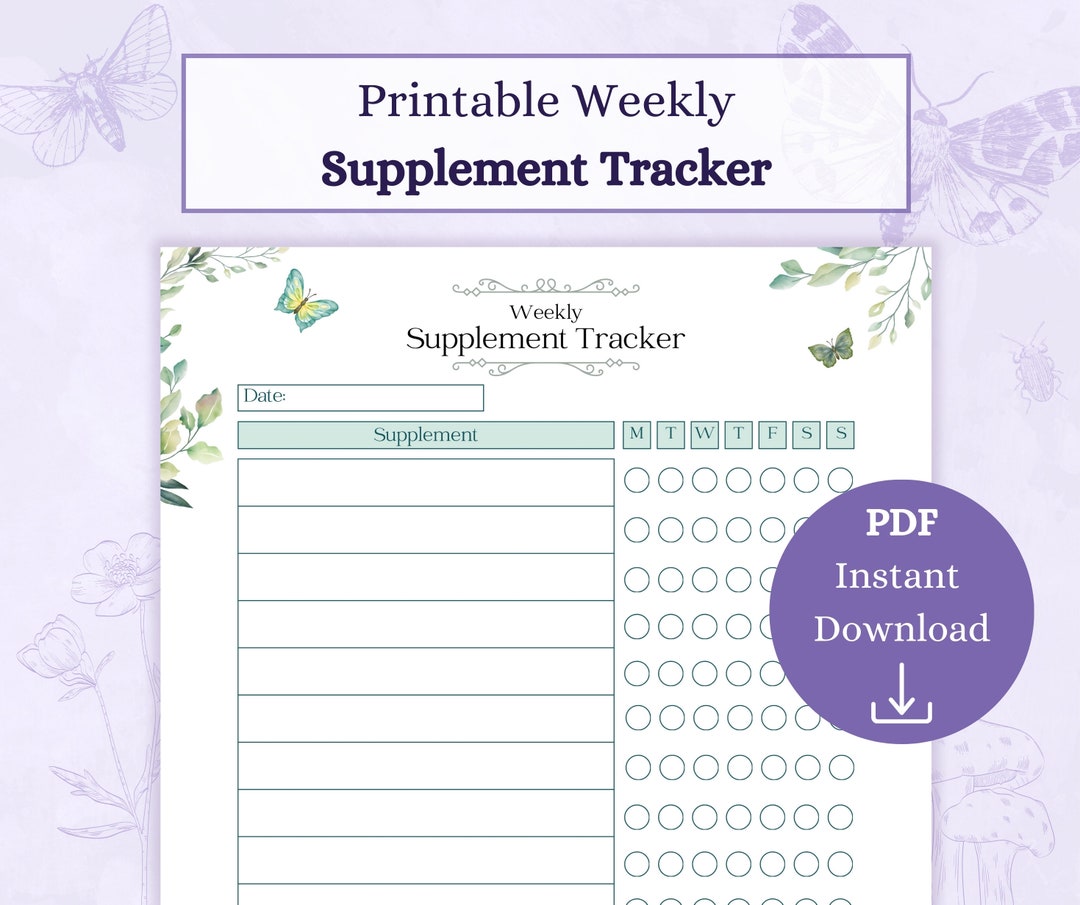 Weekly Supplement Tracker Printable PDF | Wellness Journal | Weekly ...