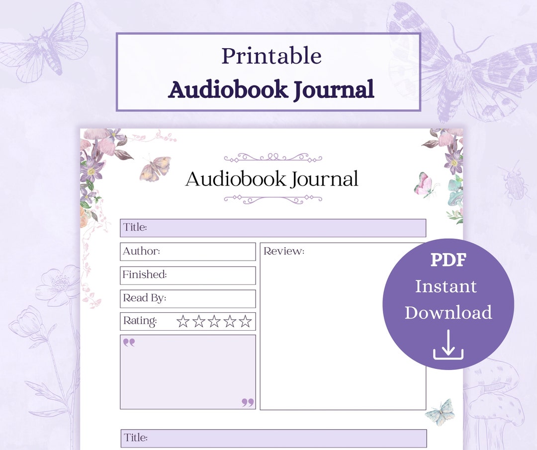 Audiobook Journal Printable PDF | Audiobook Tracker | Reading Tracker ...