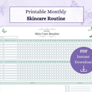 Monthly Skincare Routine Printable PDF | Esthetician Planner | Skincare ...