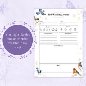 Bird Watching Log Printable PDF | Bird Nerd | Bird Diary | Bird ...
