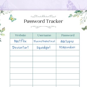 Password Tracker Printable PDF | Password Logbook | Password Keeper ...