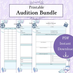 Audition Log Bundle Printable PDF | Audition Planner | Audition Sheet ...