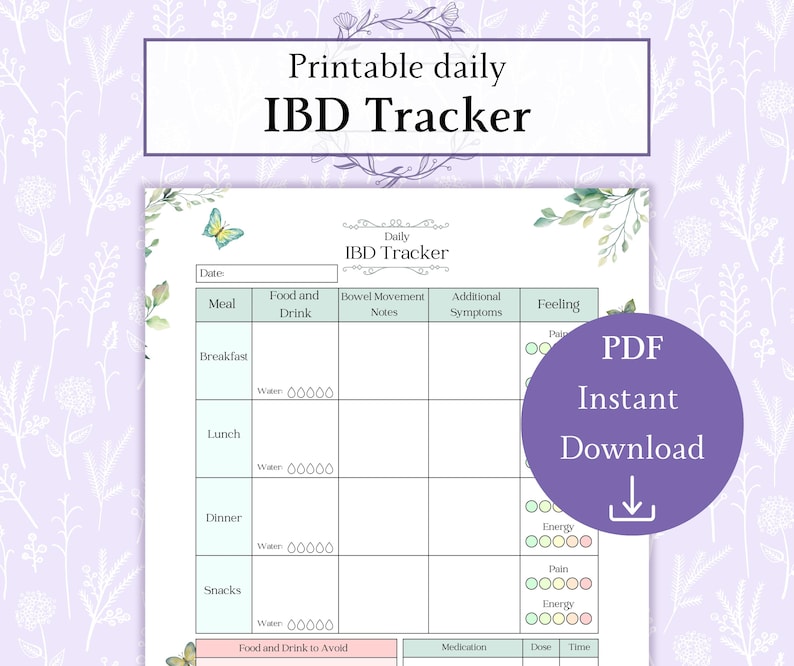 IBD Tracker Printable PDF | IBD Log Symptom Tracker | Chronic Illness ...